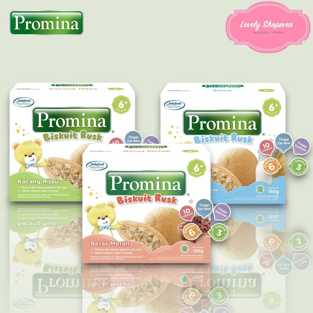 Jual Promina Biskuit Rusk Kacang Hijau, Susu & Beras Merah | Makanan ...