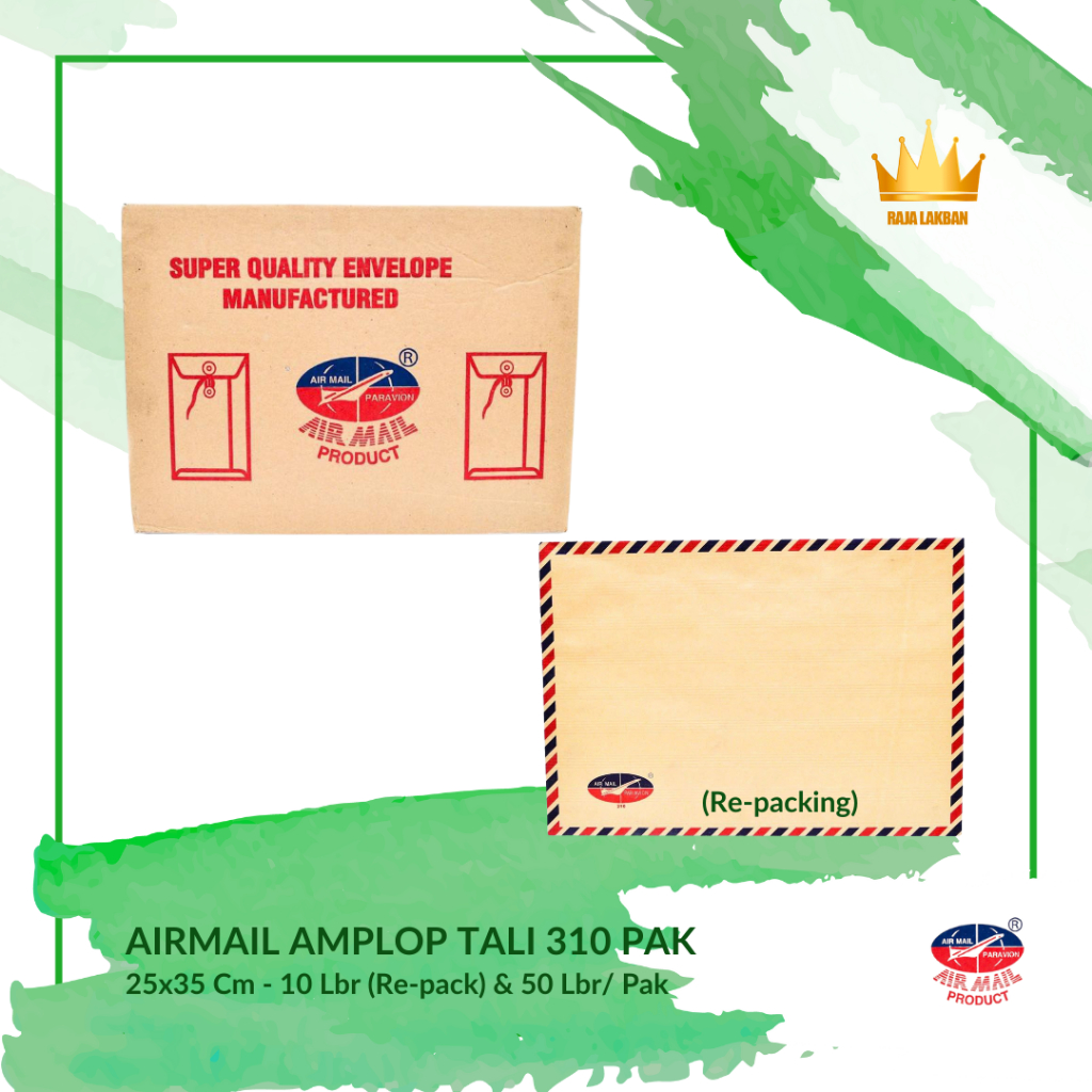 Jual Amplop Coklat Tali Airmail 310/ 25 x 35 cm/ 10 Lbr (Re-pack) & 50 Lembar - Pak | Shopee ...