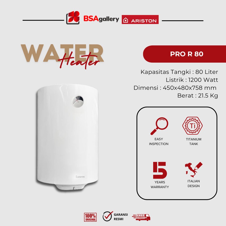 Jual WATER HEATER LISTRIK ARISTON PRO R 80 LITER PEMANAS AIR BIG ...