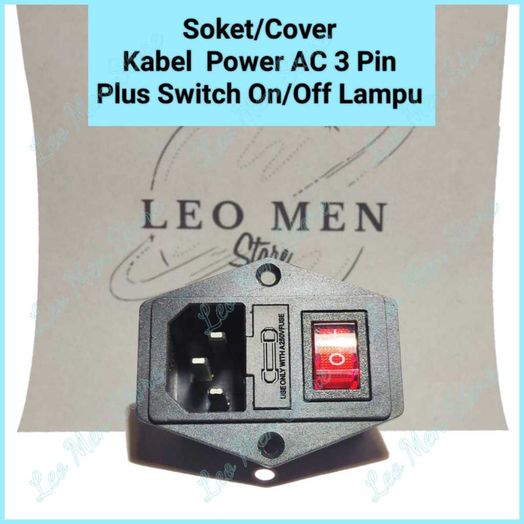 Jual Soket Kabel Power AC 3 PIN Plus Switch On Off Lampu~Cover Jack AC ...