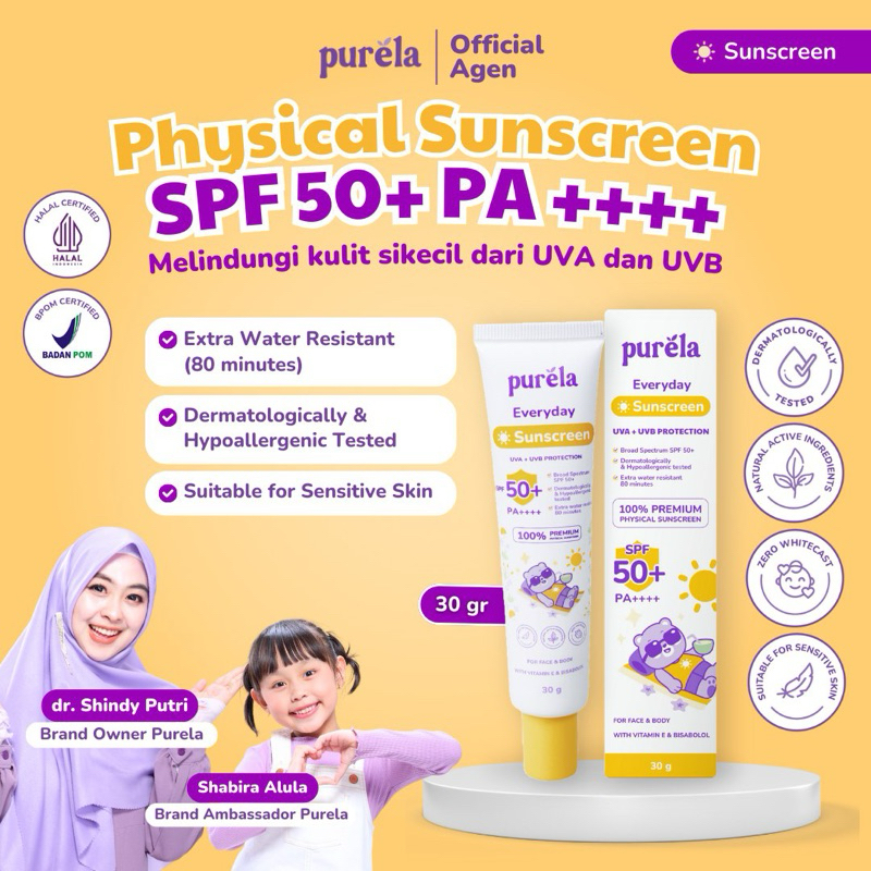 Jual Purela Physical Sunscreen SPF 50+ PA++++ Sunscreen Anak untuk ...
