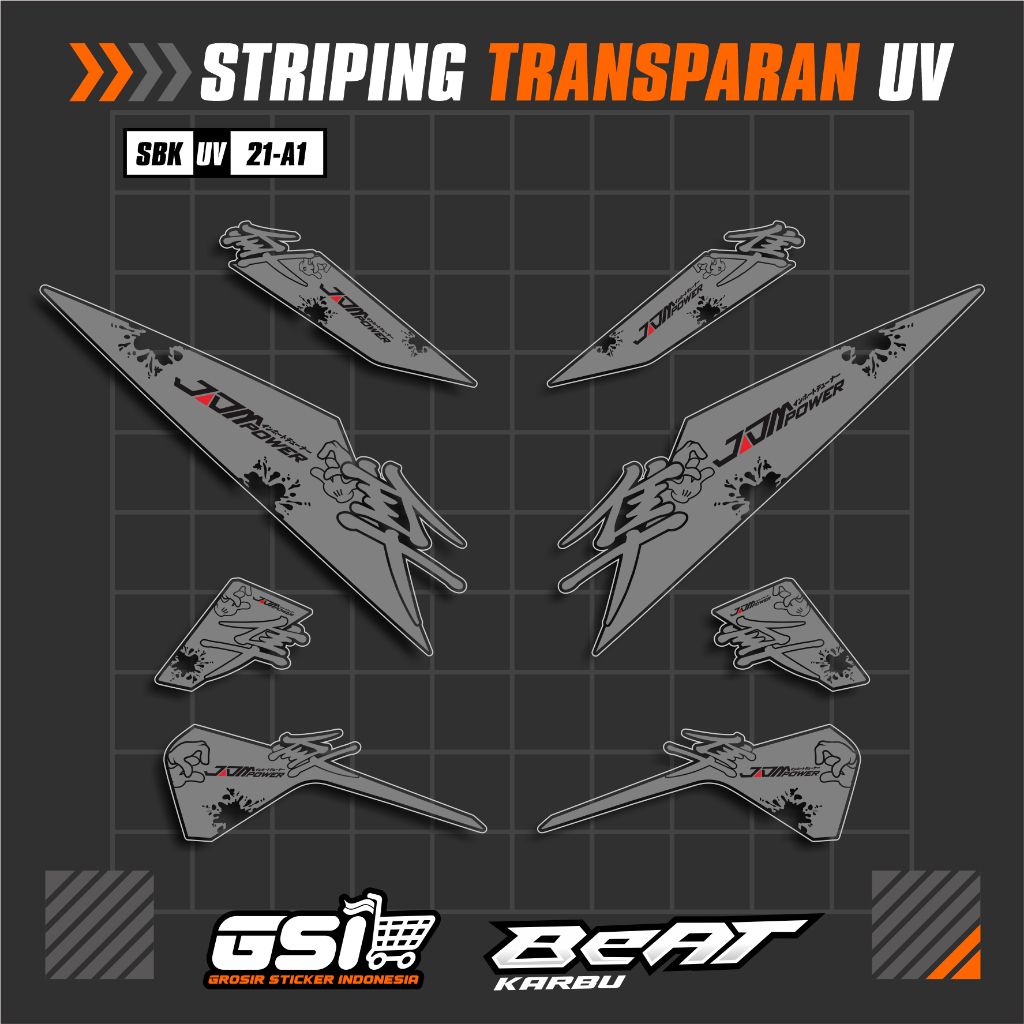 Jual Striping Beat Old/Beat Karbu Bahan UV Transparan variasi warna ...