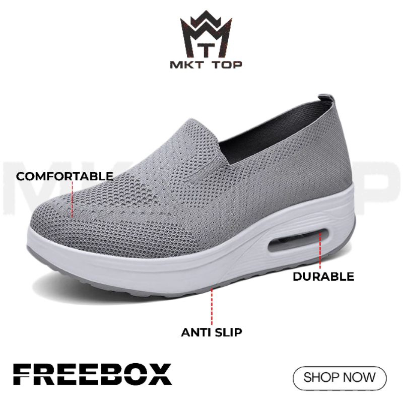 Jual MKT , FREE BOX SEPATU WANITA KNIT RAJUT ANGIN WARNA TERBARU 2025 ...