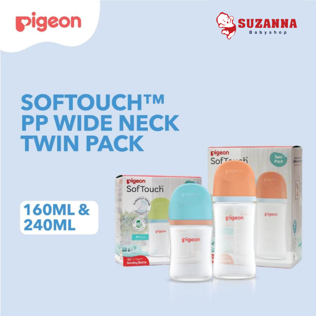 Jual Pigeon Twinpack Botol BPP Wide Neck W/Softouch Nipple - 240Ml/160ML | Shopee Indonesia