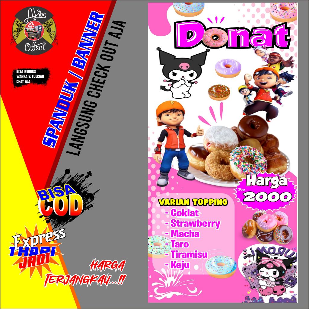 Jual SPANDUK BANNER DONAT BOBOBOY | Shopee Indonesia