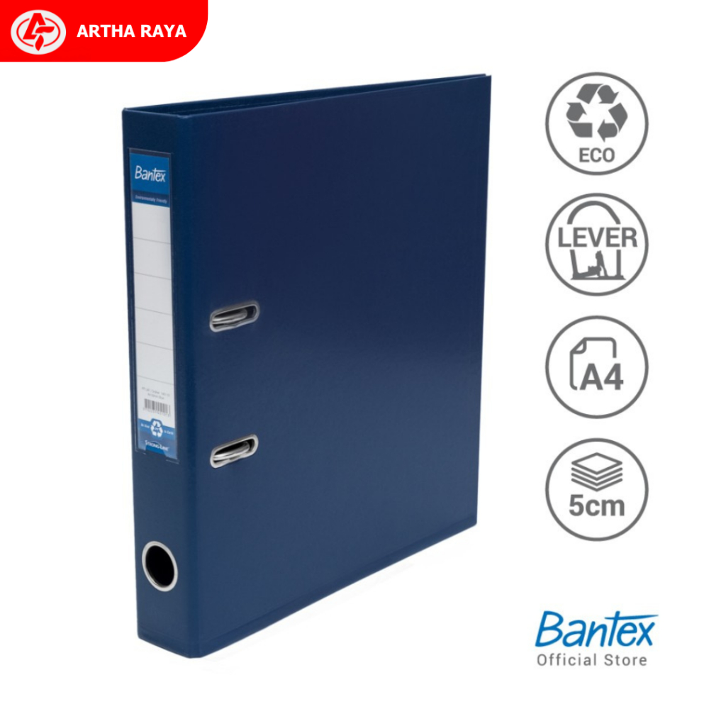 Jual ORDNER BANTEX A4 LEVER ARCH FILE PLASTIC A4 5 CM BLUE #1451 01 ...