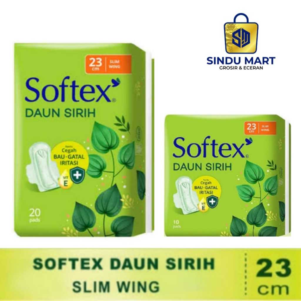 Jual Pembalut Softex Daun sirih SLIM WING + Vit E 23cm isi 10 pads dan 20 pads murah | shopee ...