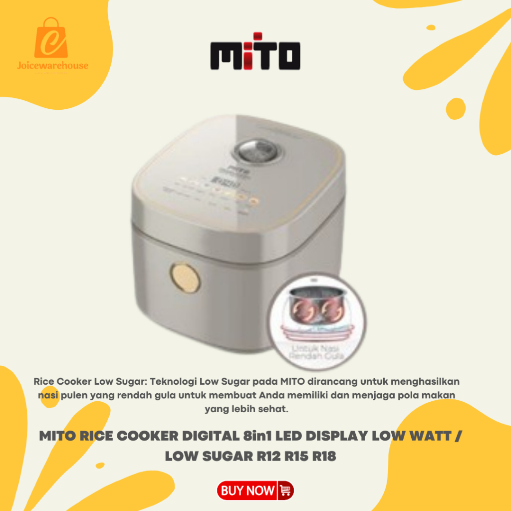 Jual MITO RICE COOKER DIGITAL 8in1 LED DISPLAY LOW WATT / LOW SUGAR R12 ...