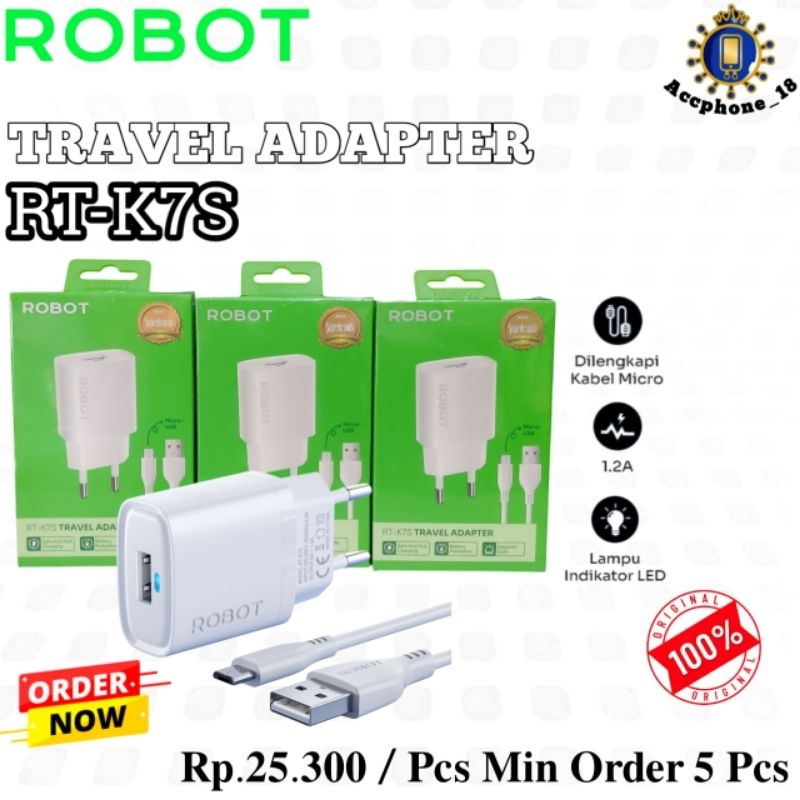 Jual ROBOT RT-K7S TRAVEL ADAPTER ⚡Safe And Fast Charging With Data ...