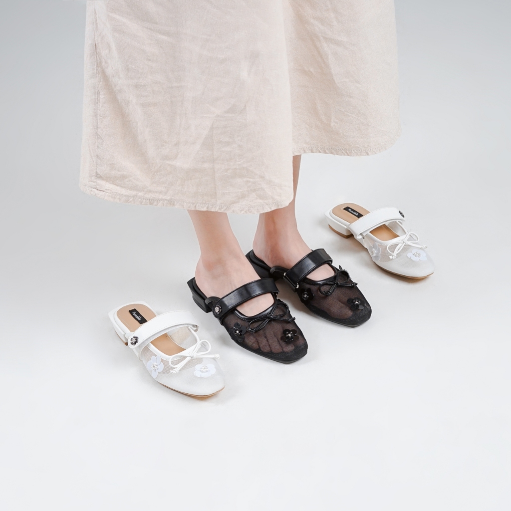 Jual Femable - sepatu wanita Lissa heels bunga ( black - white ...