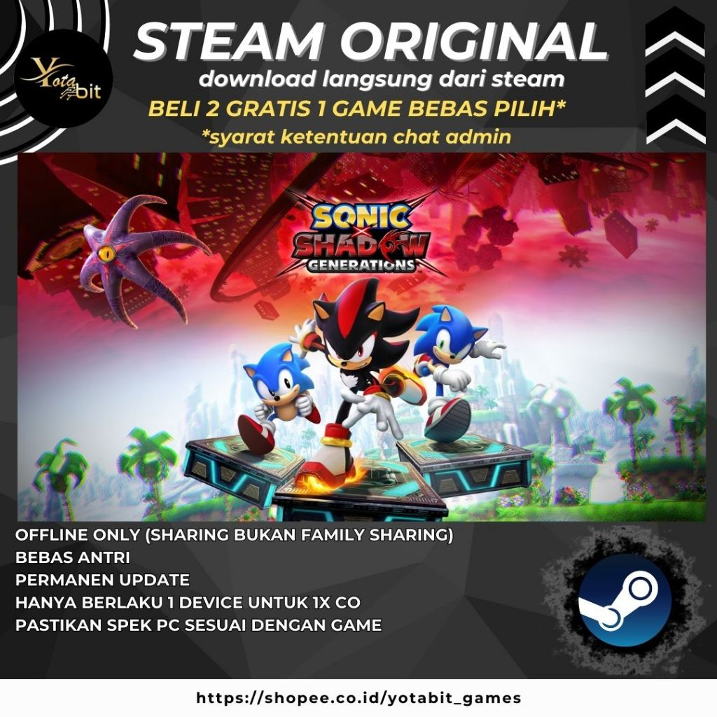 Jual SONIC X SHADOW GENERATIONS PC Game Sharing Original Offline ...