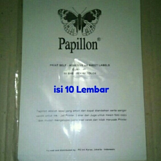 Jual Kertas Label A4 - Isi 10 Lembar Papillon | Shopee Indonesia