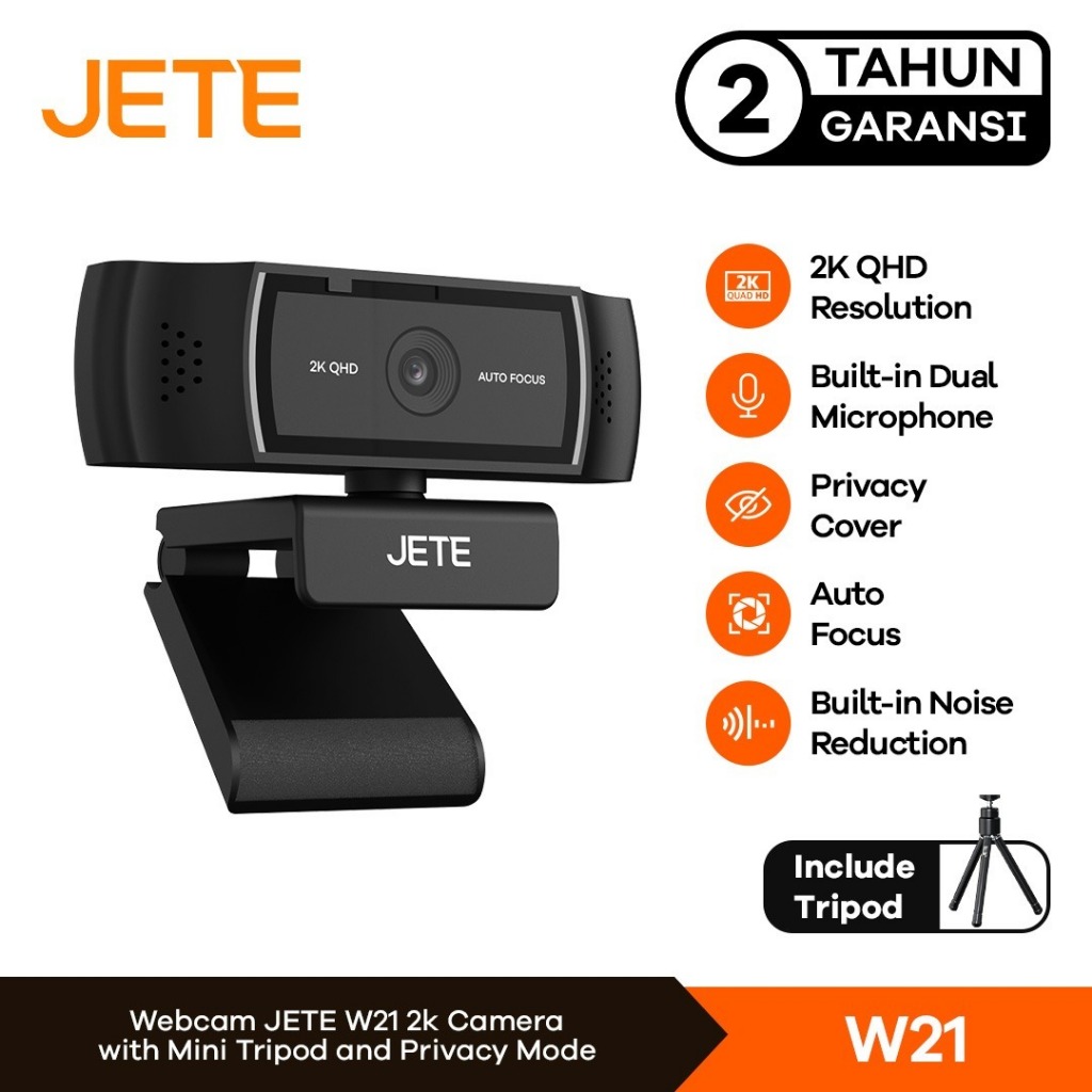 Jual JETE W21 Webcam 2K QHD for Meeting Streaming with Mini Tripod ...