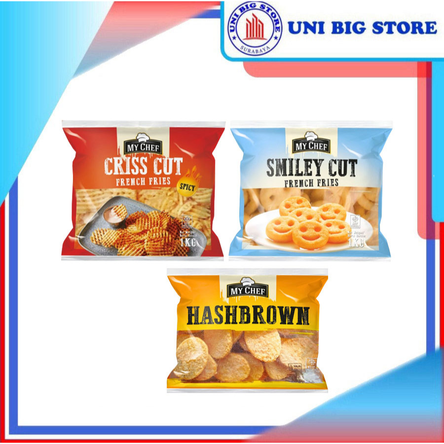 Jual My Chef French Fries Hashbrown | Smiley Cut | Spicy Criss Cut 1 kg ...