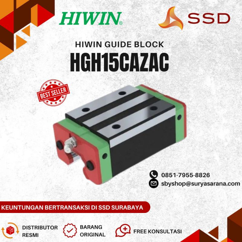 Jual Hiwin Linear Guide / Linear Block HGH15C / HGH15CA / HGH15CAZAC ...