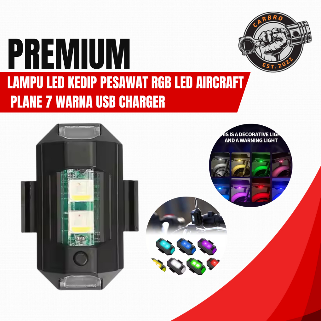 Jual Lampu Pesawat LED RGB Portable Bisa Kedip Kedip Bisa Charger USB ...