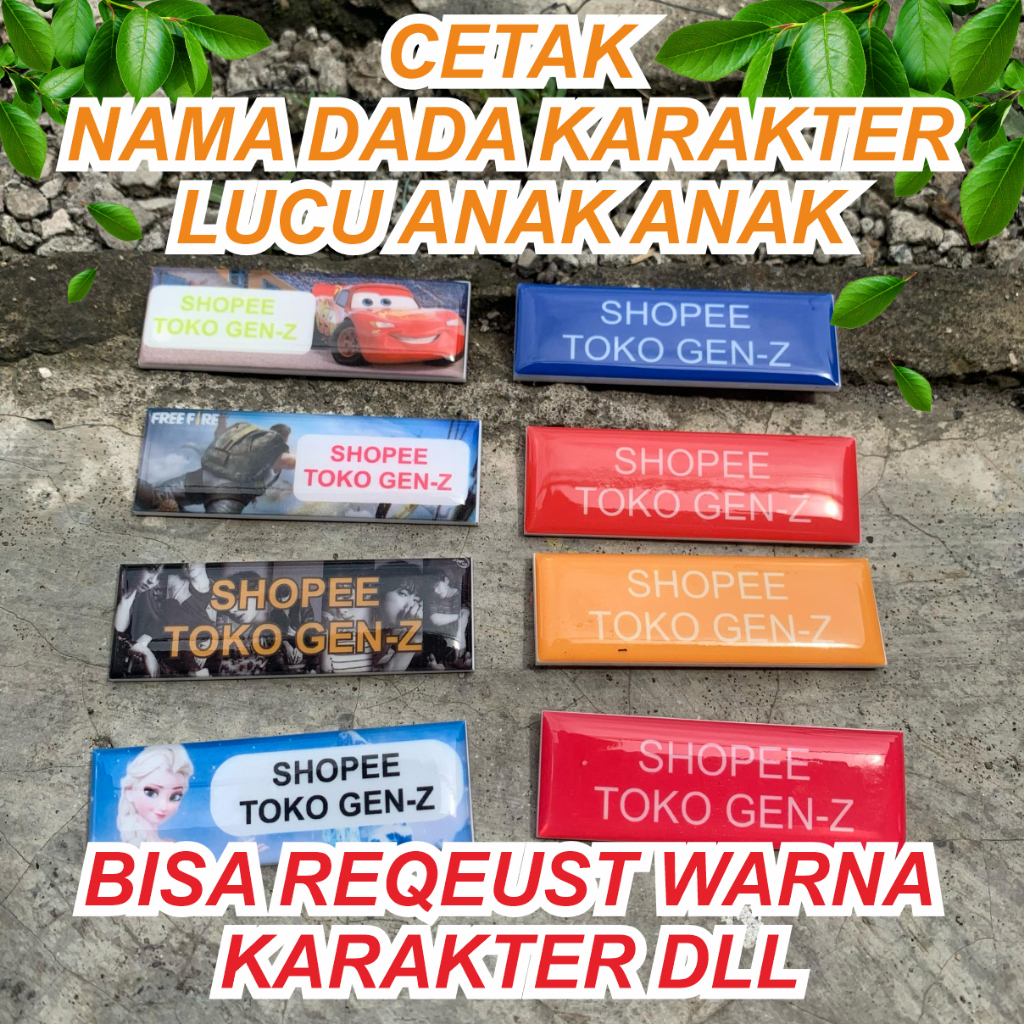 Jual [GEN-Z] CETAK PAPAN NAMA/NAMA DADA/NAMETAG RESIN LUCU ANAK ANAK ...