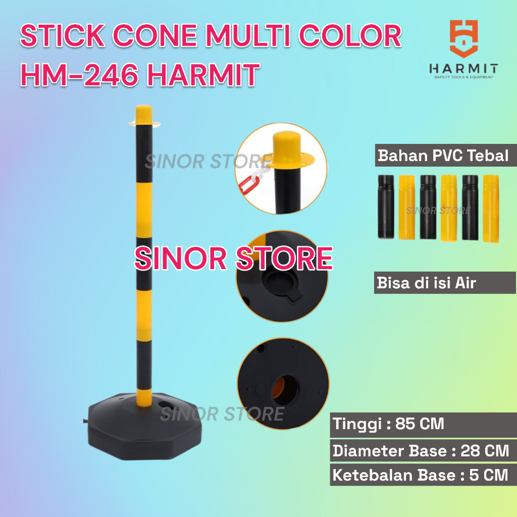 Jual Stick Cone BASE PLASTIC Hitam Kuning Tiang Pembatas Safety ...