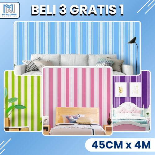 Jual PAKET PROMO Wallpaper Stiker Ruang Tamu Minimalis Walpaper Dinding Kamar Tidur Motif Salur ...