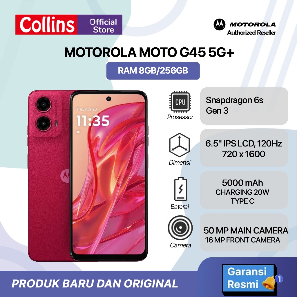 Jual MOTOROLA FOGO G45 5G+ [8/256GB] Garansi Resmi Indonesia - Motorola Moto G45 | Shopee Indonesia