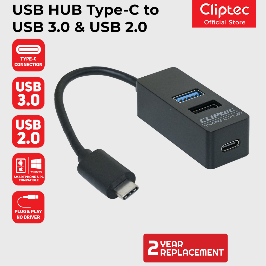 Jual Type C USB 3.1 2 Ports Hub CLIPtec RZH622 | Shopee Indonesia