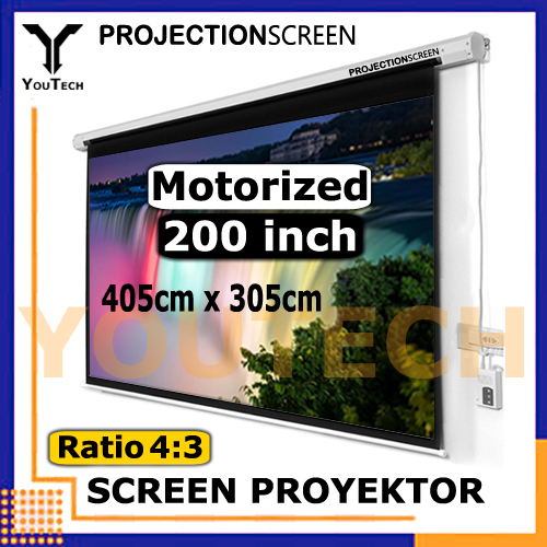 Jual Screen Projector Motorized 200 inch Rasio 4:3 Layar Proyektor ...