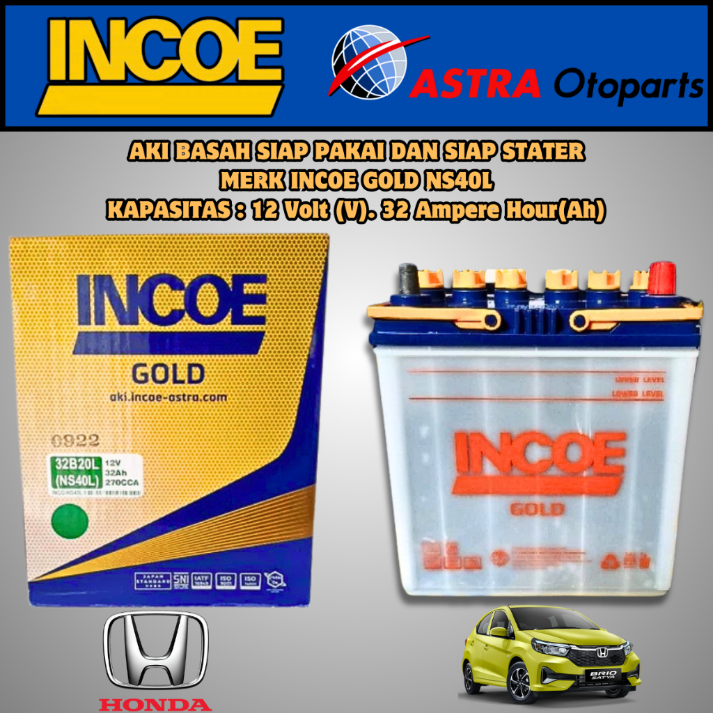 Jual AKI MOBIL HONDA Brio, Mobilio , Jazz , All New City , New Jazz, BRV , Freed, Fit NS40L ...