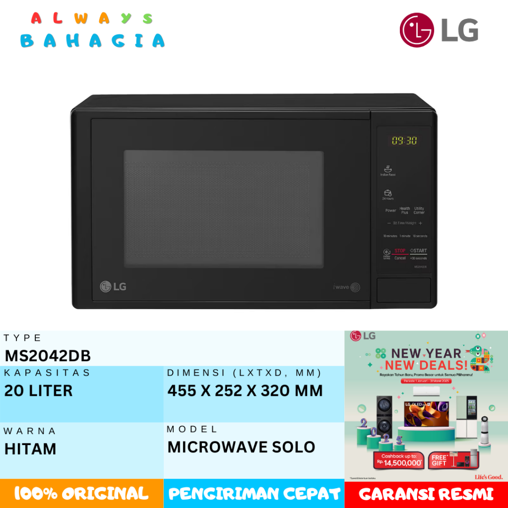 Jual LG MS2042DB Microwave Solo 20 Liter IntelloWave, Warna Hitam | Shopee Indonesia
