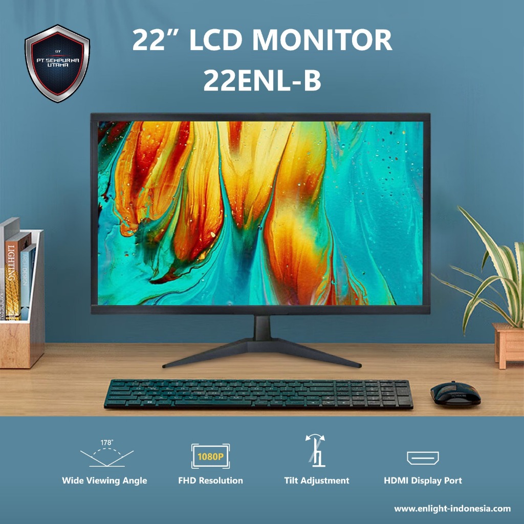 Jual Monitor LED Enlight 22ENL-B 22" 1080p FHD HDMI VGA Frameless ...