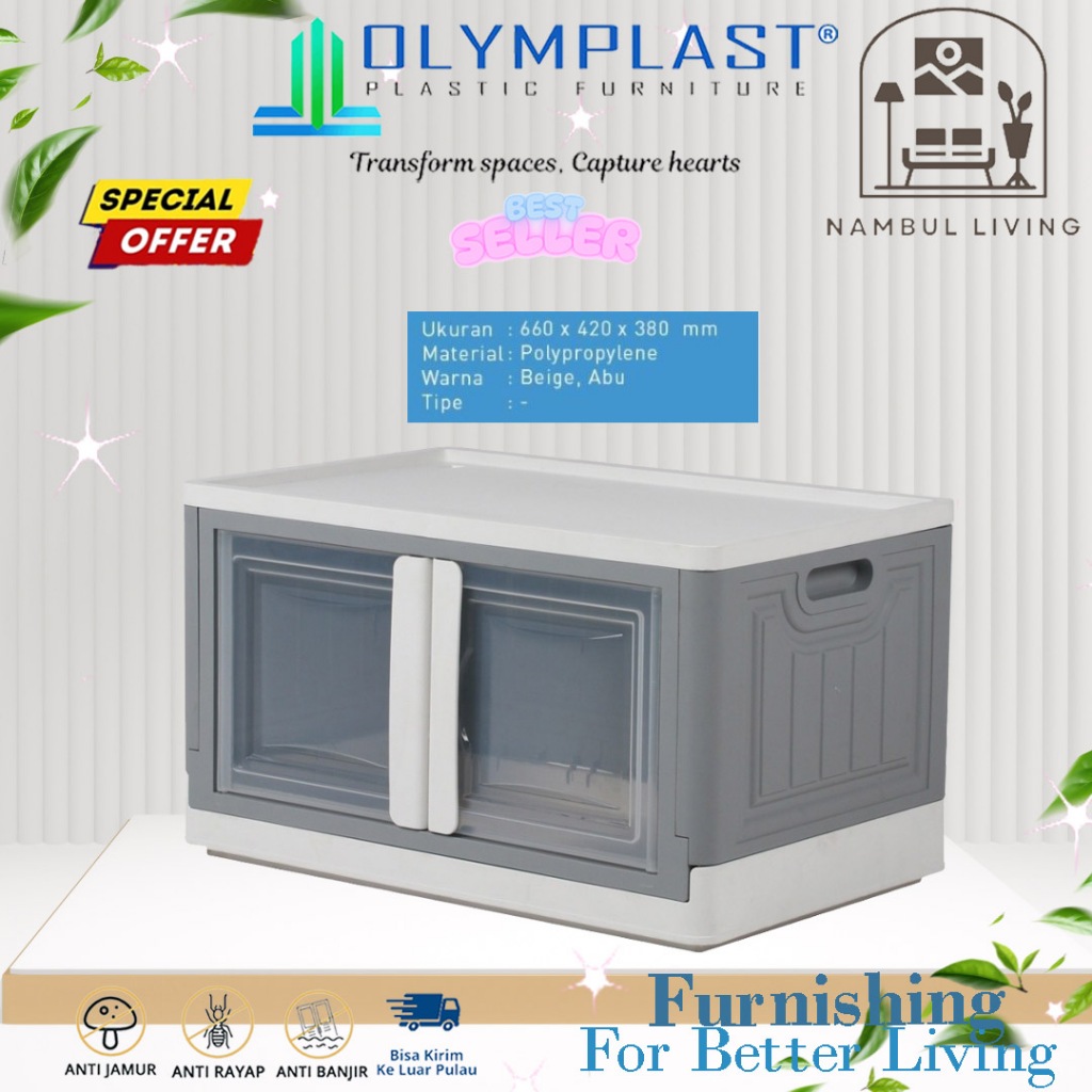 Jual Olymplast Kontainer Kotak Penyimpanan Serbaguna Atau Folding Storage PLastik Dapat Lipat ...