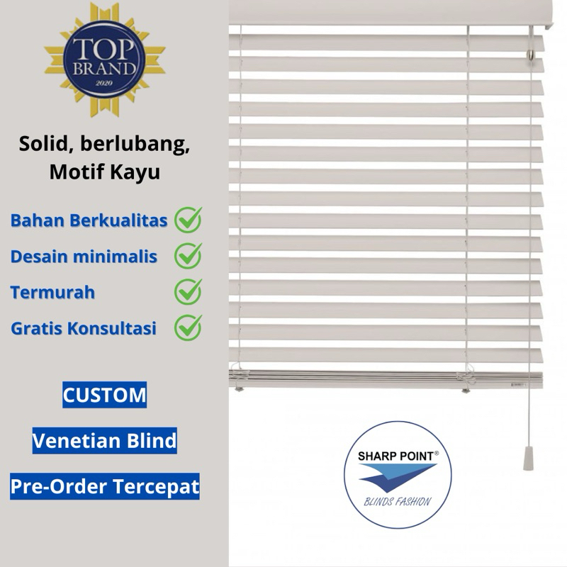 Jual custom tirai gulung, venetian horizontal blind solid, berlubang ...