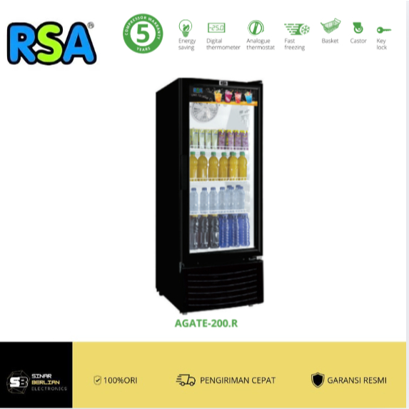 Jual Showcase RSA 3 RAK AGATE 200 R Display Cooler kulkas Display ...