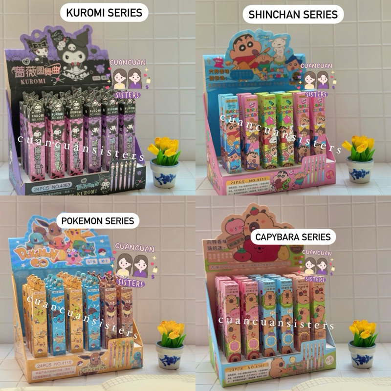 Jual BOLPEN ANAK LUCU KARAKTER SHINCHAN CHIKAWA LABUBU CAPYBARA POKEMON ...