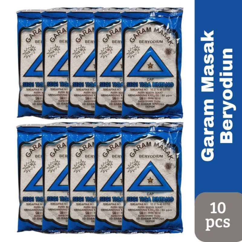 Jual (10pcs) Garam Masak Beryodium Cap Segi Tiga Bintang / Cap Lima ...