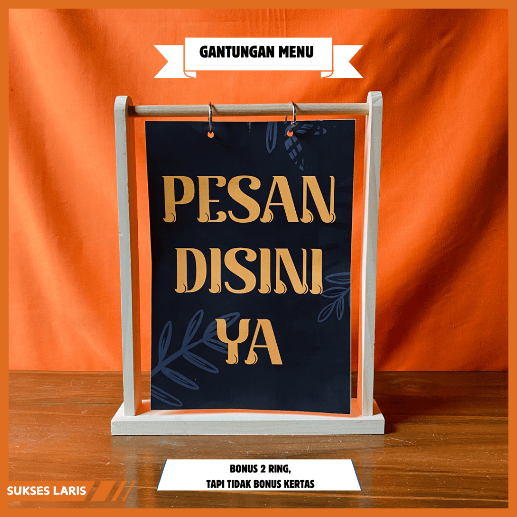 Jual GANTUNGAN MENU UKURAN A4 A5 A6 | PAPAN MENU KAYU | STAND MENU ...