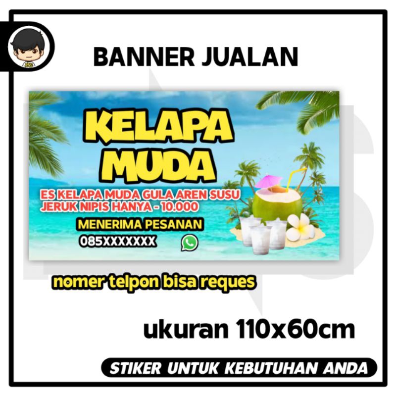 Jual Banner spanduk jualan es degan es kelapa muda request langsung no ...