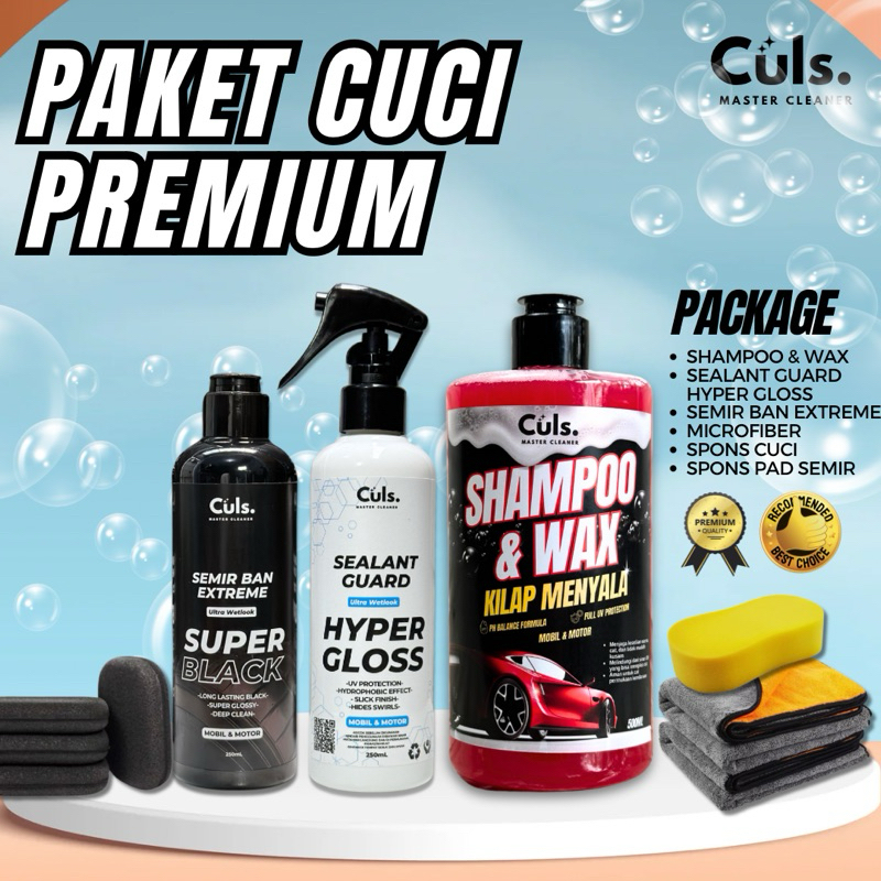 Jual Culs Paket Cuci Mobil PREMIUM Shampoo Wax,Sealant Guard Dan Semir ...