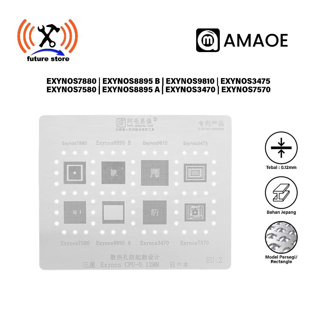 Jual AMAOE EU:2 SAM CETAKAN IC Exynos CPU -0.12MM BAHAN JEPANG ORIGINAL ...