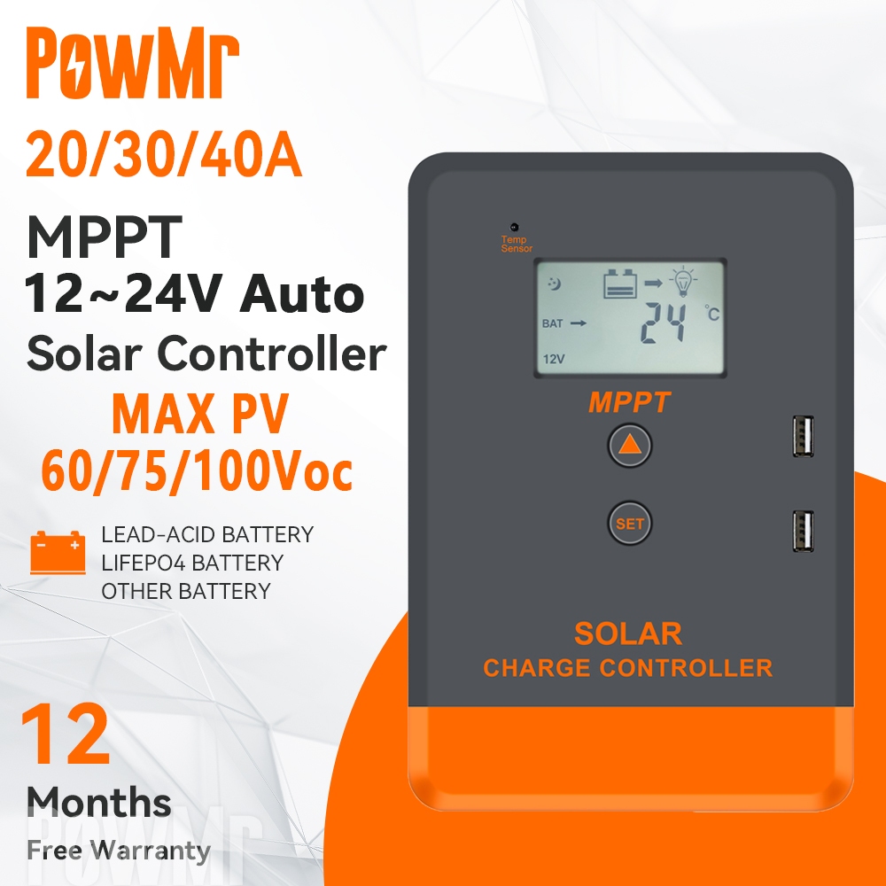 Jual PowMr MPPT pengendali charger surya 20A 30A 40A 12/24V pengendali ...
