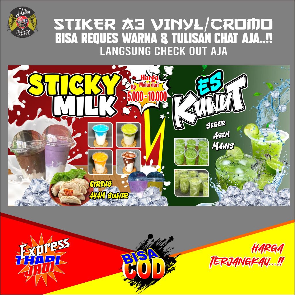 Jual SPANDUK BANNER STICKY MILK DAN ES KUWUT CIRENG 12060 | Shopee ...