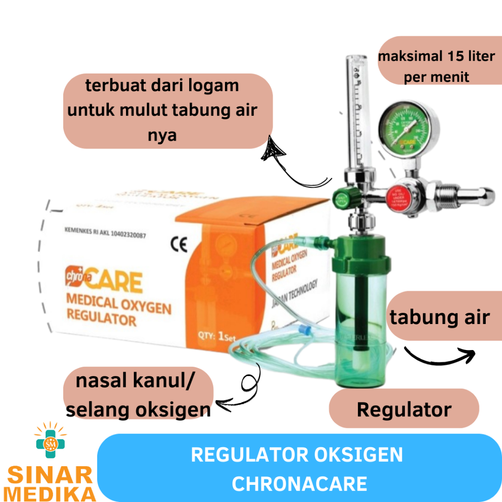 Jual OXYGEN REGULATOR Chrona care (Regulator Botol Humidifier Oksigen ...