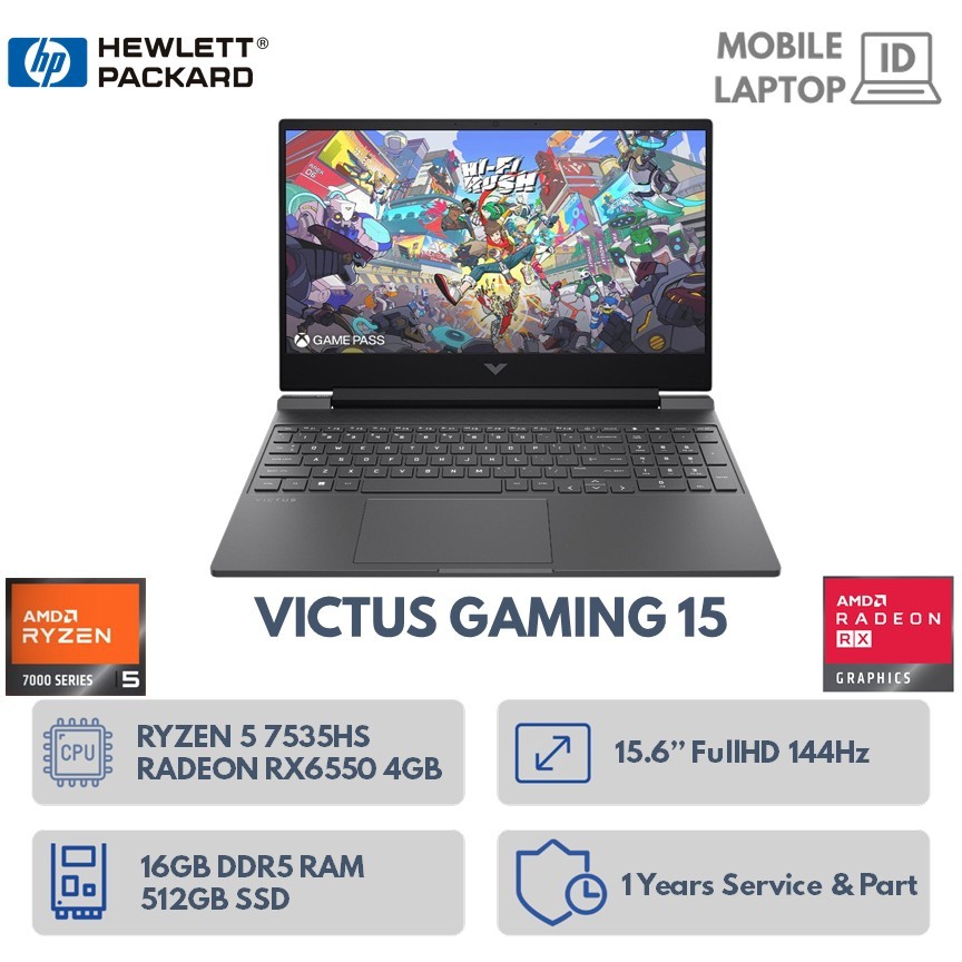 Jual LAPTOP GAMING HP VICTUS 15 RX6550M 4GB RYZEN 5 7535HS 16GB RAM ...