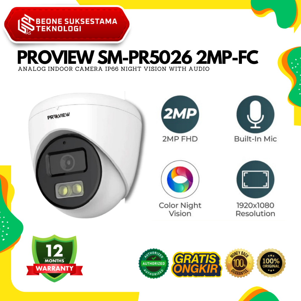 Jual CAMERA PROVIEW SM-PR5026-FC 2MP Dome Color Night Vision Analog ...