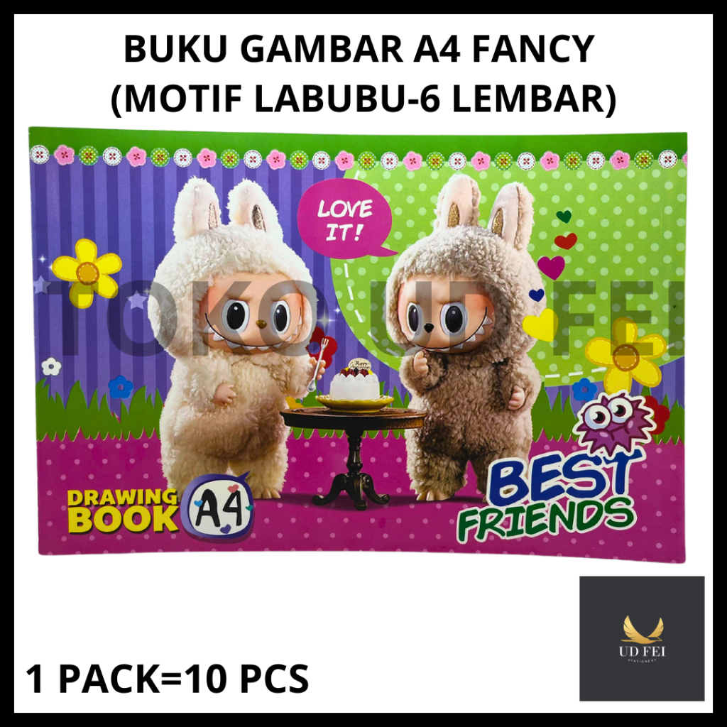 Jual (1 PACK=10 BUKU-- MOTIF LABUBU BARU) BUKU GAMBAR A4 FANCY / BUKU ...