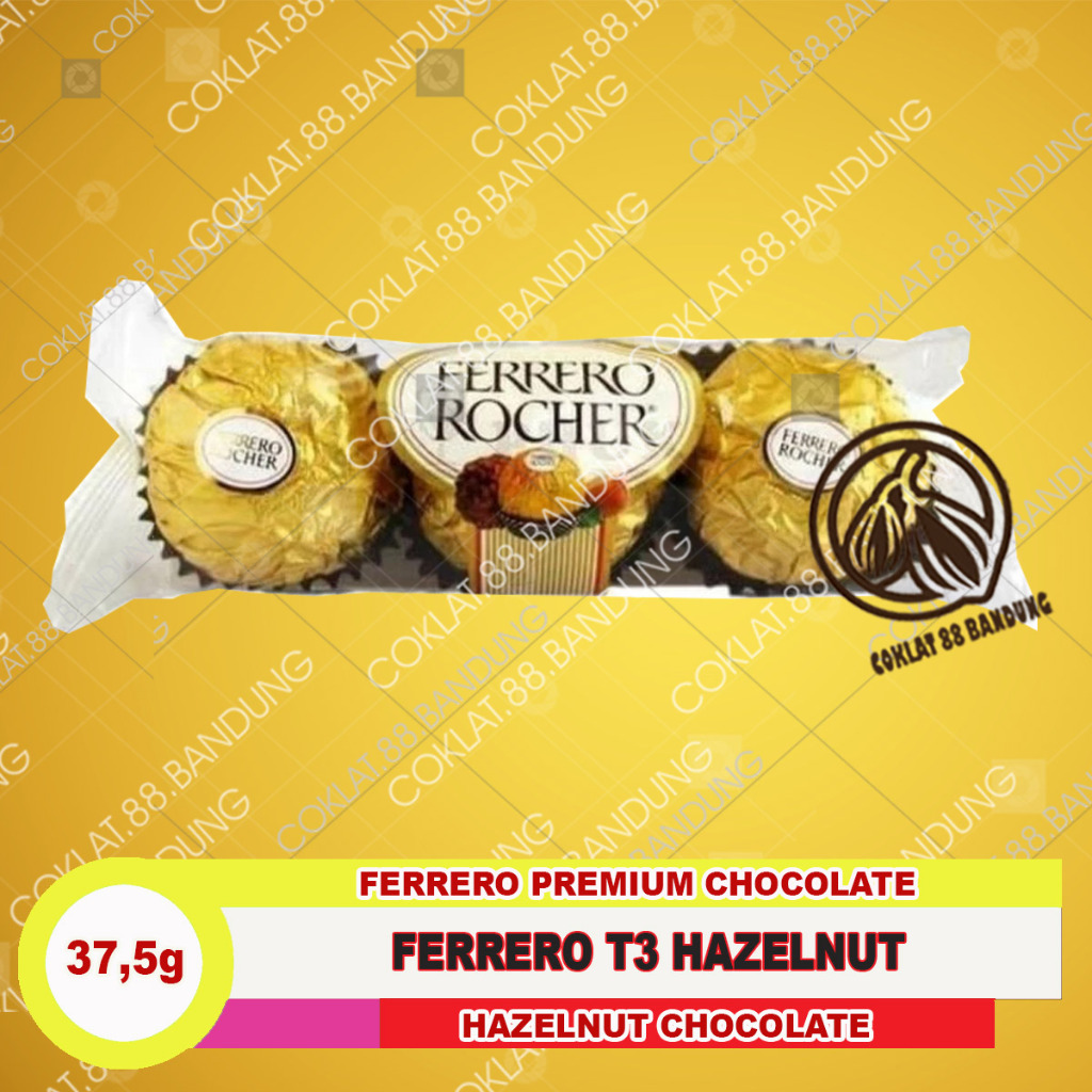 Jual FERRERO ROCHER ISI 3 PCS, COKLAT FERRERO PREMIUM CHOCOLATE T3 ...