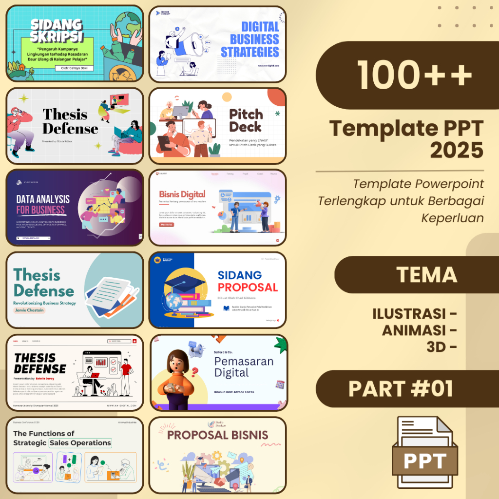 Jual 100++ Template PPT Powepoint Tema Ilustrasi, Ilustratif, dan ...