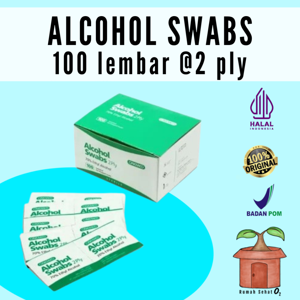 Jual Alcohol Swabs 2 Ply 70% Ethyl Alkohol Swap 100 lembar Tidak ...