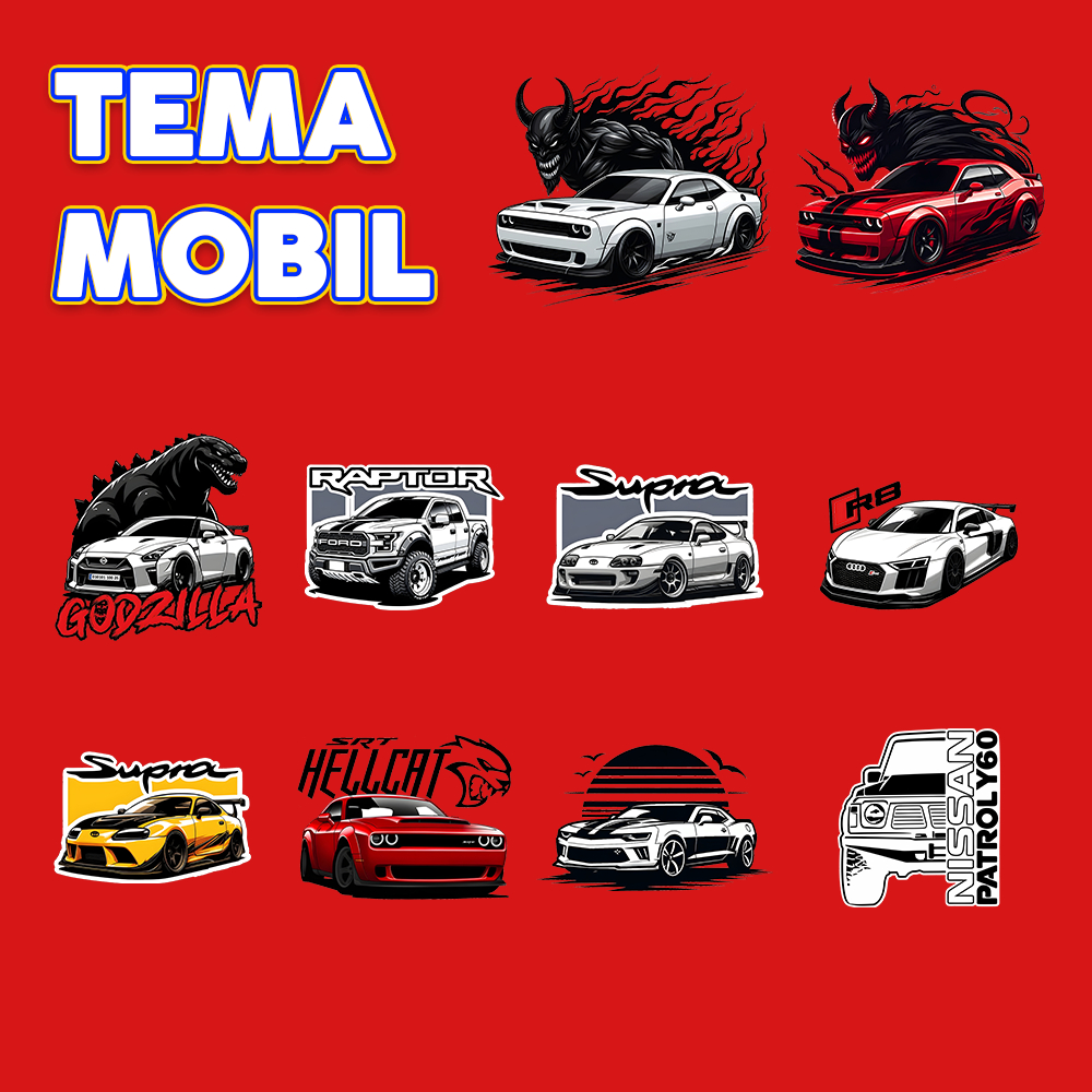 Jual SABLON SETRIKA SATUAN TEMA MOBIL VOL.1 / SABLON DTF LANGSUNG PAKAI ...