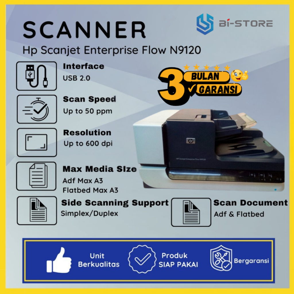 Jual Scanner A3 Hp Scanjet Enterprise Flow N9120 Dengan Kecepatan 50 ...