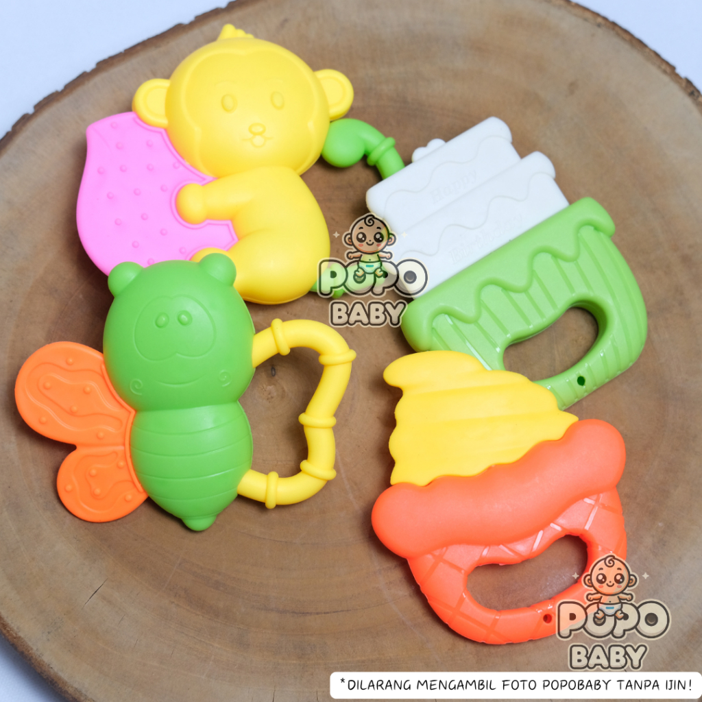 Jual Baby Teether/ Gigitan Bayi SILICON dengan gagang dan bentuk ...